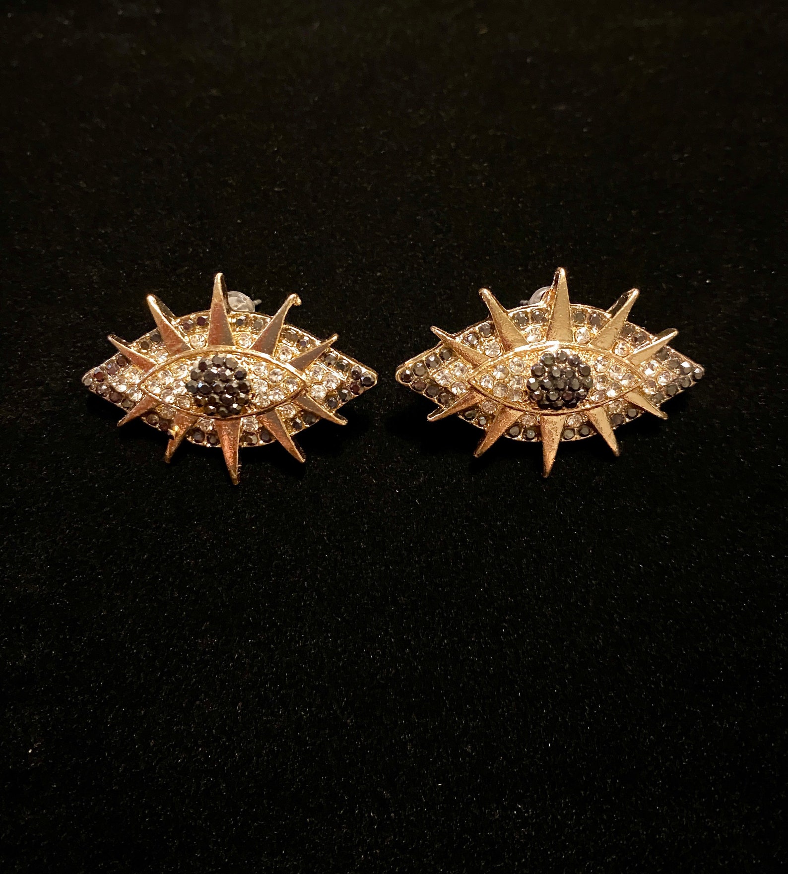 Diamond Devil's Eye Studs Faux Diamonds Evil Eye - Etsy