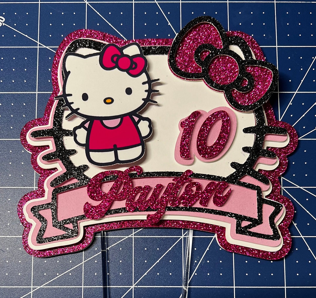 Hello Kitty Inspired Cake Topper - Etsy