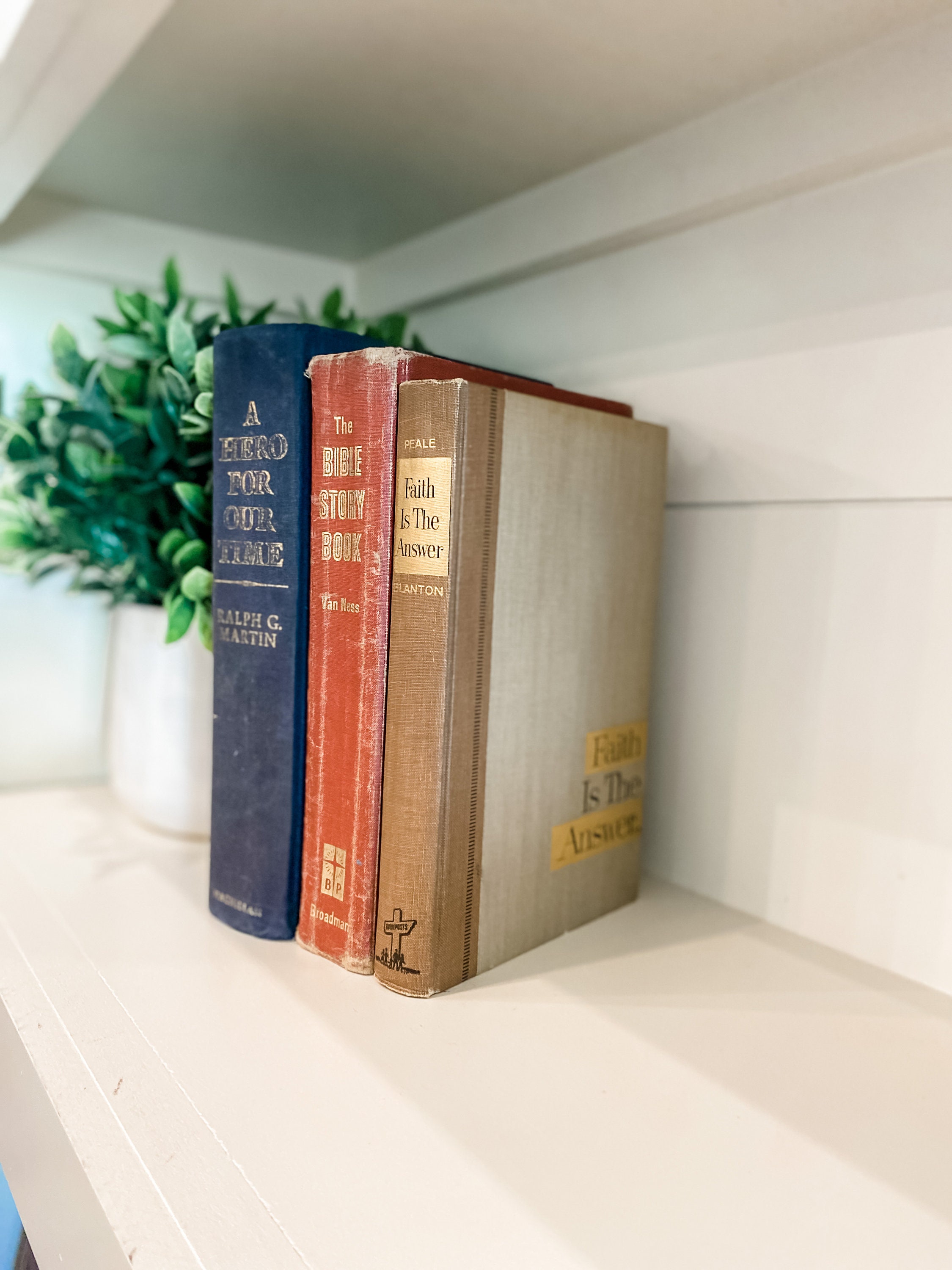 Shabby Chic Vintage Books Display Books with Our Gold, Red and Blue ...