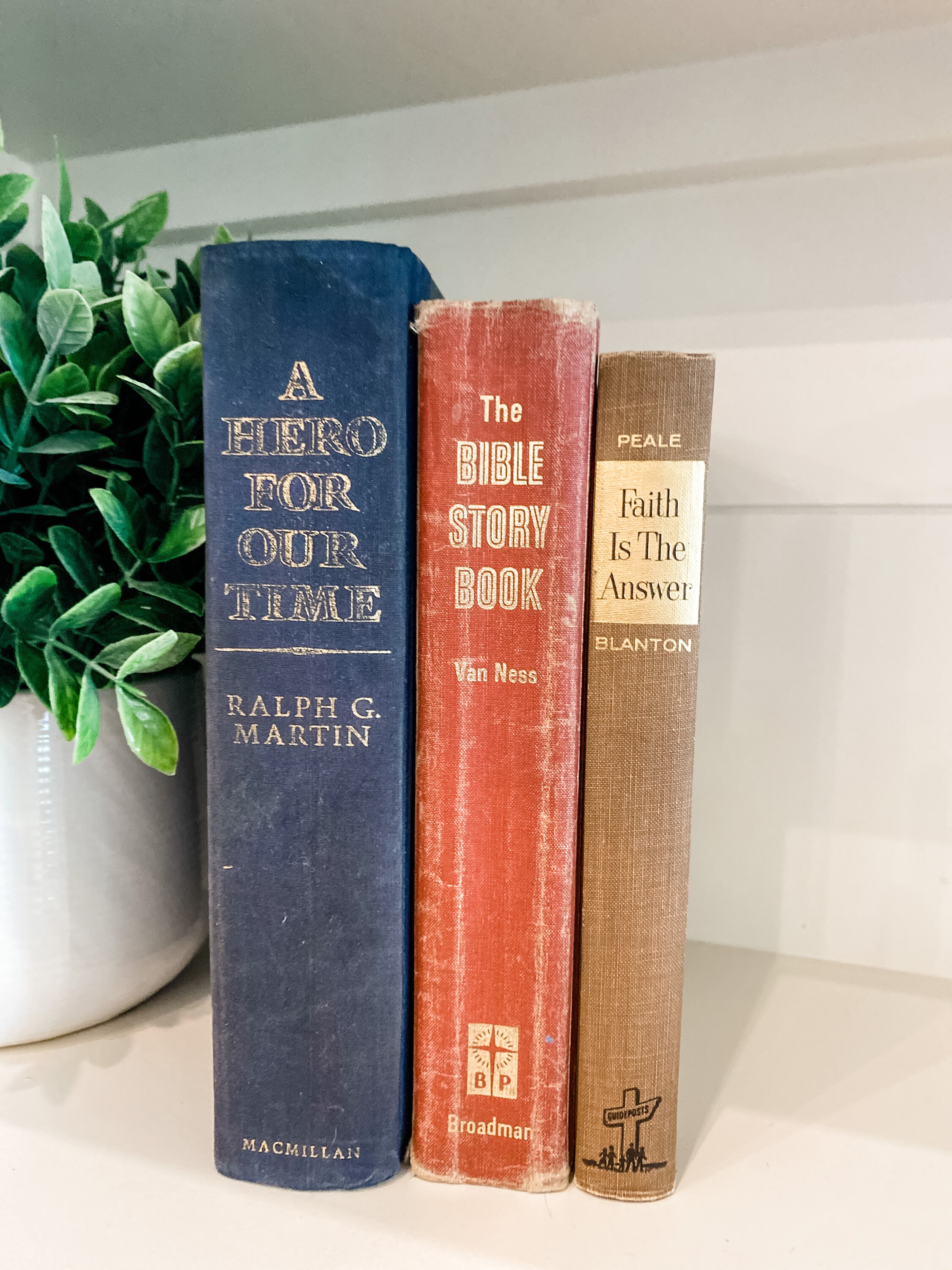 Shabby Chic Vintage Books Display Books with Our Gold, Red and Blue ...