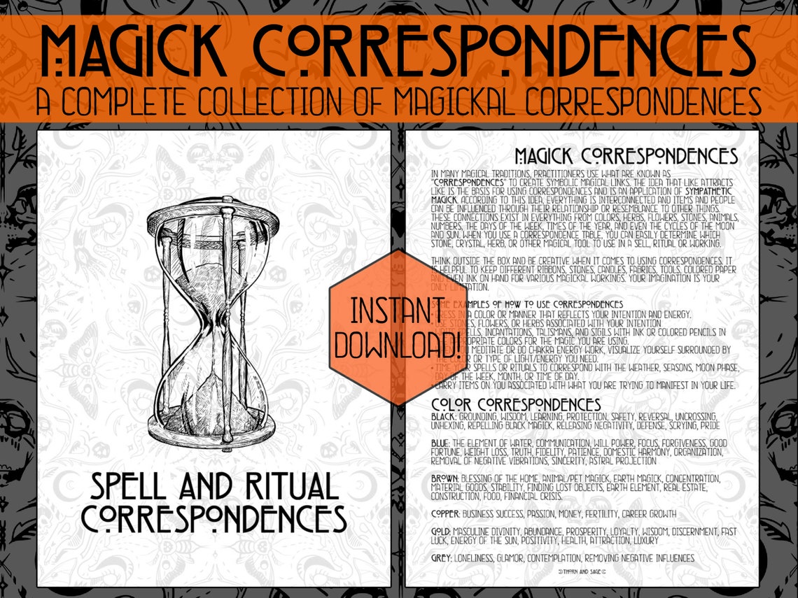 Magick Correspondences Ritual and Spell Correspondences - Etsy