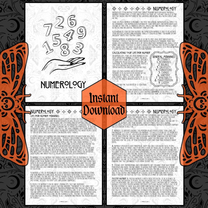 Numerology Cheat Sheets: Number Guide, Book of Shadows (instant ...