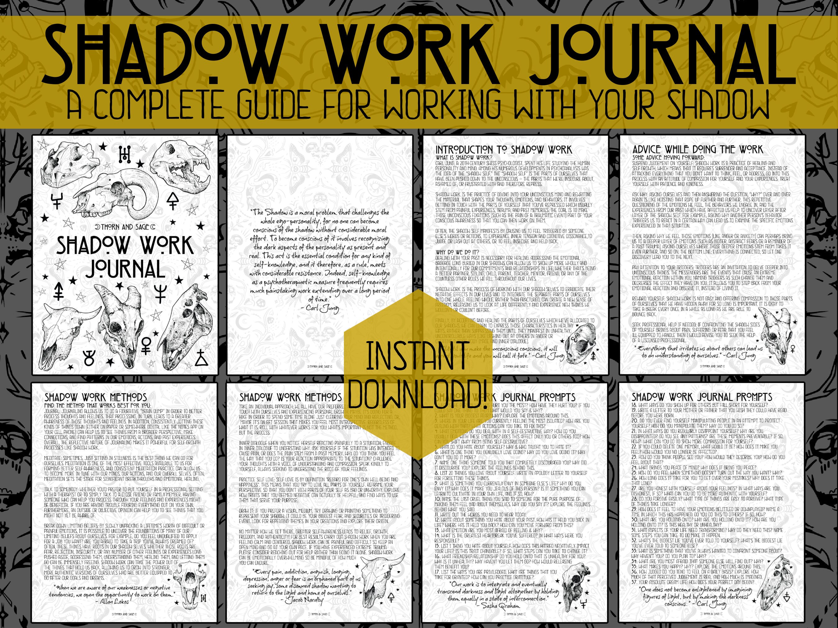 Shadow Work Journal Printable Workbook 115 Diverse Journal Etsy