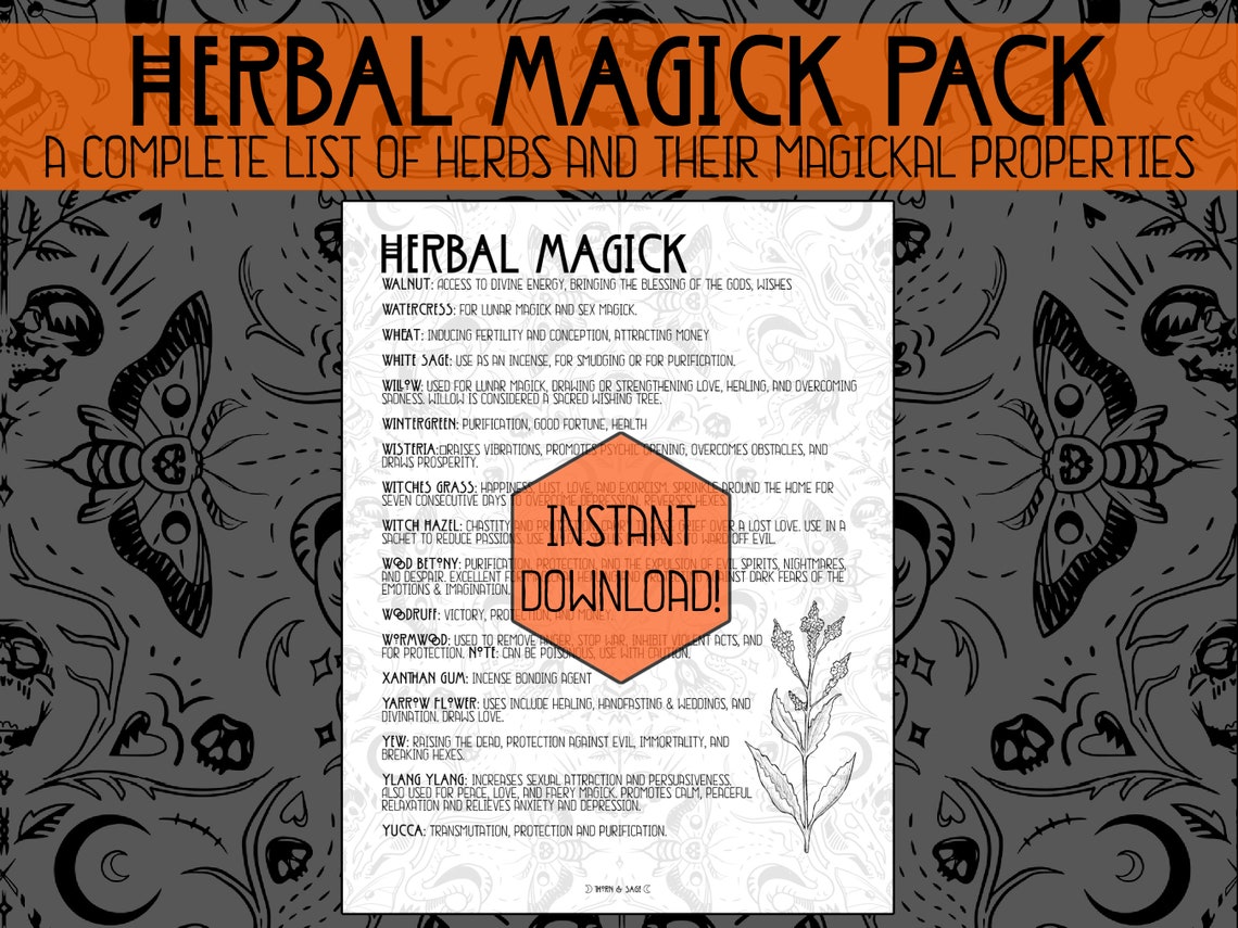 Herbal Magick Herbal Correspondences Instant Download - Etsy