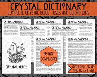 Crystal Meanings Printable Guide, Crystal Cheat Sheet for Grimoire ...