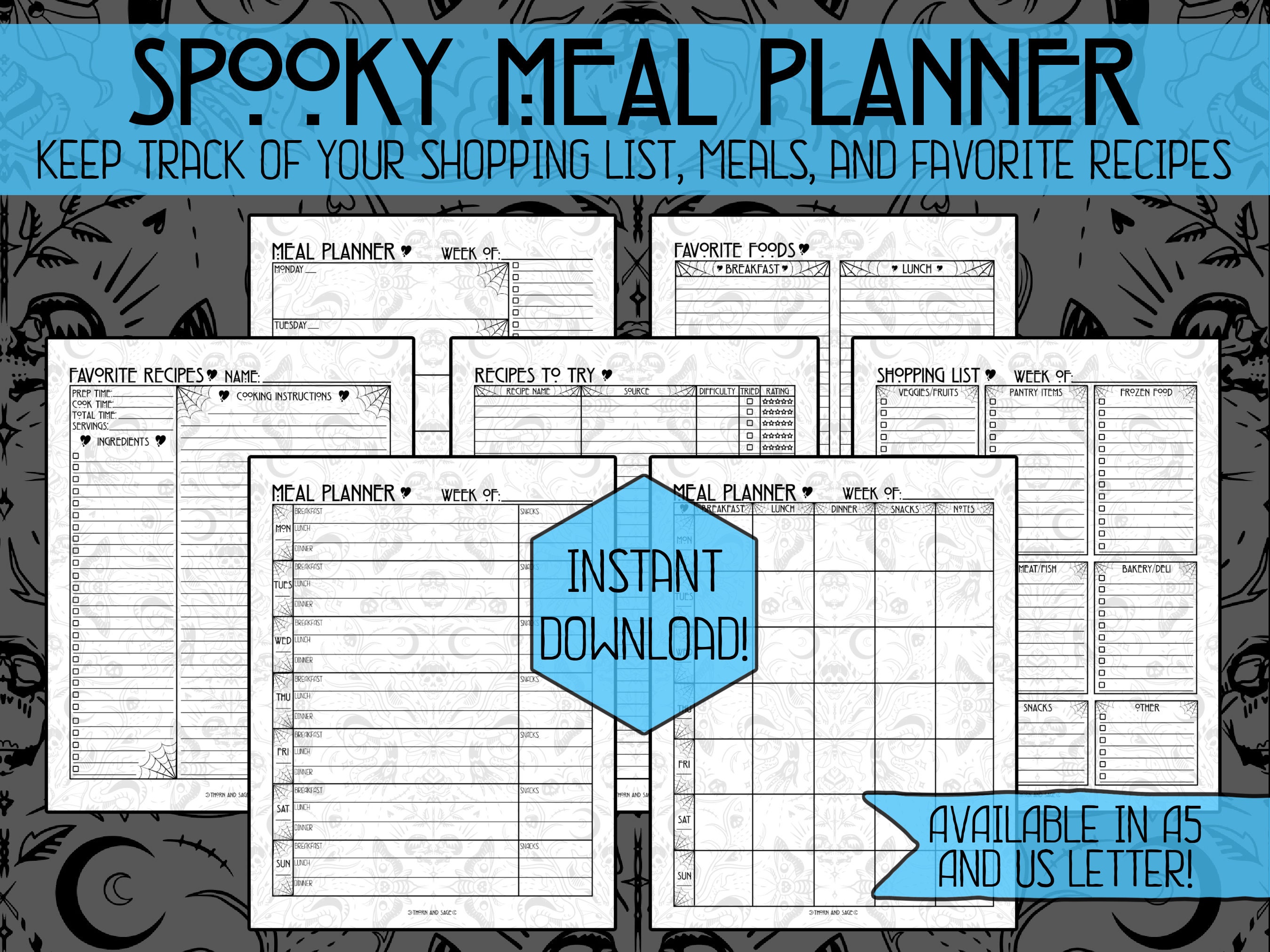 Spooky Gothic Meal Planner: Recipe & Shopping List (PDF) - Etsy