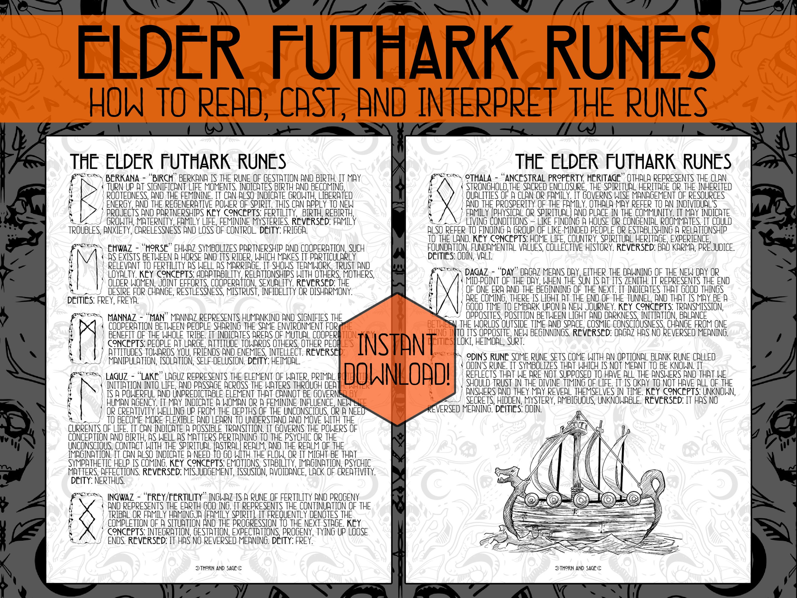 Elder Futhark Runes Rune Cheat Sheets Rune Guide Instant - Etsy Canada