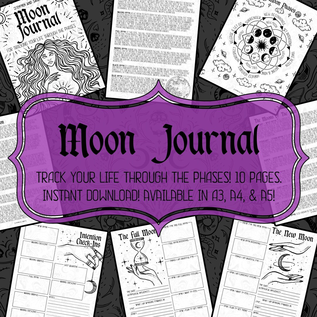Moon Journal | Moon Planner | Moon Phase Planner Download | Moon ...