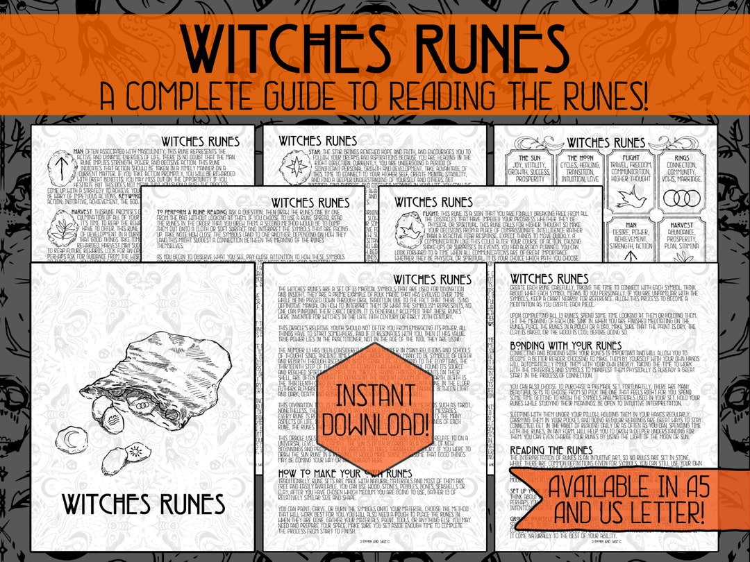 Witches Runes Guide Rune Cheat Sheets Instant Download Printable Pages ...