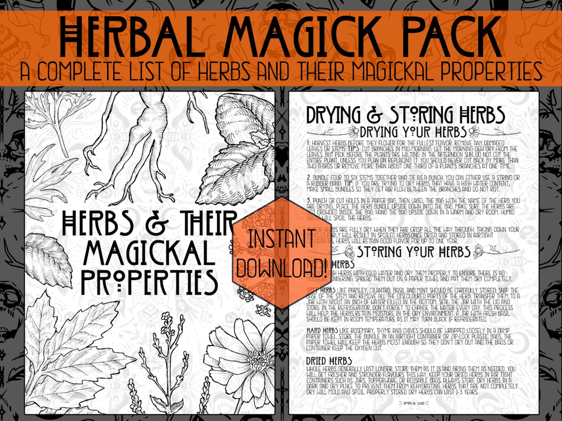 Herbal Magick Herbal Correspondences Instant Download - Etsy