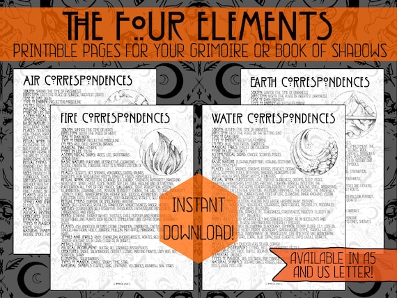 The Four Elements Correspondences Instant Download - Etsy