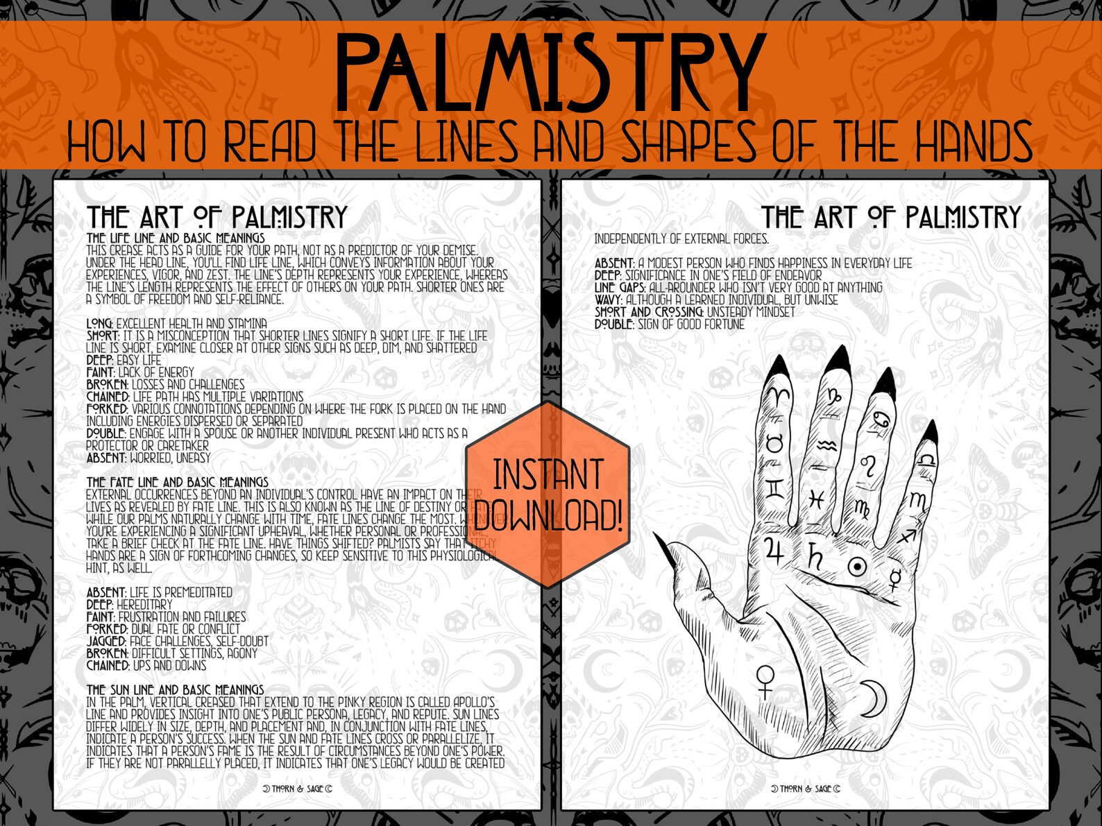 Palmistry Basics Palm Reading Grimoire Pages Palmistry - Etsy