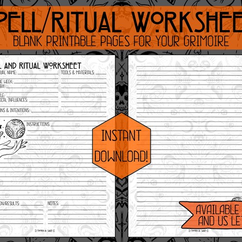 Spell & Ritual Worksheet Instant Download Printable Pages - Etsy