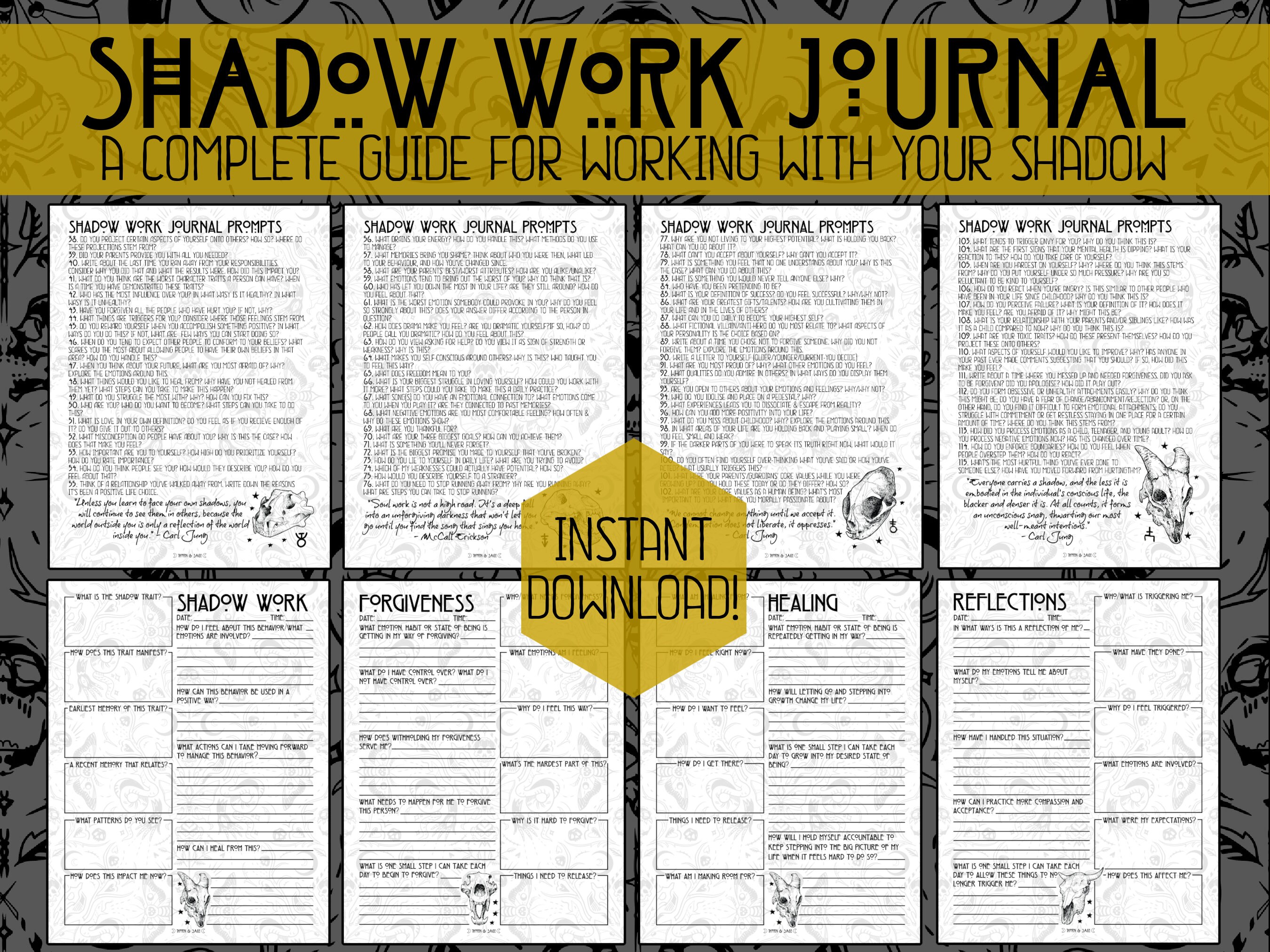 Shadow Work Journal Printable Workbook 115 Diverse Journal - Etsy