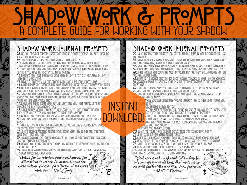 Shadow Work Complete Guide Journal Prompts Printable Pages - Etsy