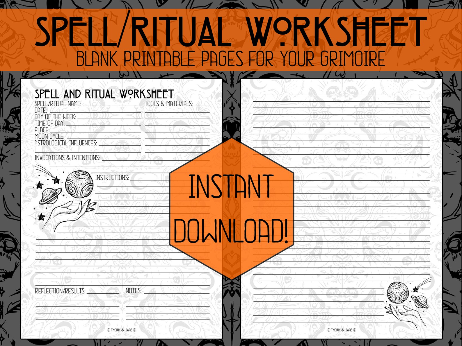Spell & Ritual Worksheet Instant Download Printable Pages - Etsy
