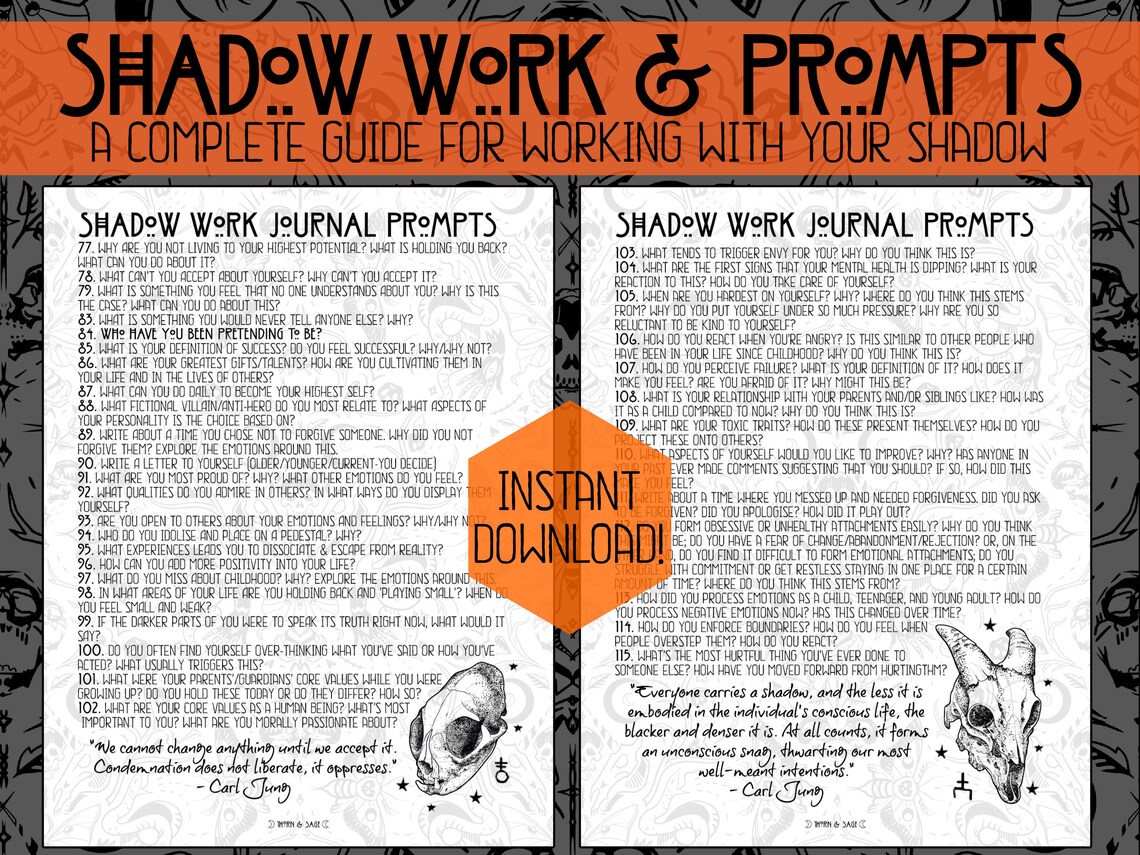 Shadow Work Complete Guide Journal Prompts Printable Pages - Etsy