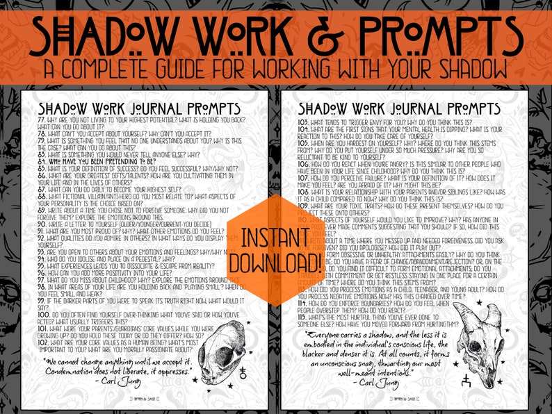 Shadow Work Complete Guide Journal Prompts Printable Pages - Etsy
