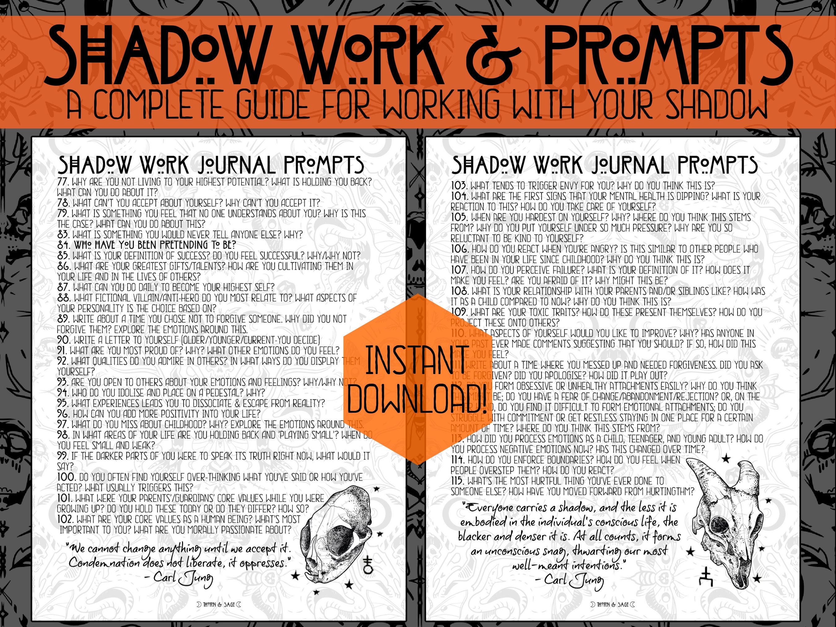 Shadow Work Complete Guide Journal Prompts Printable Pages - Etsy
