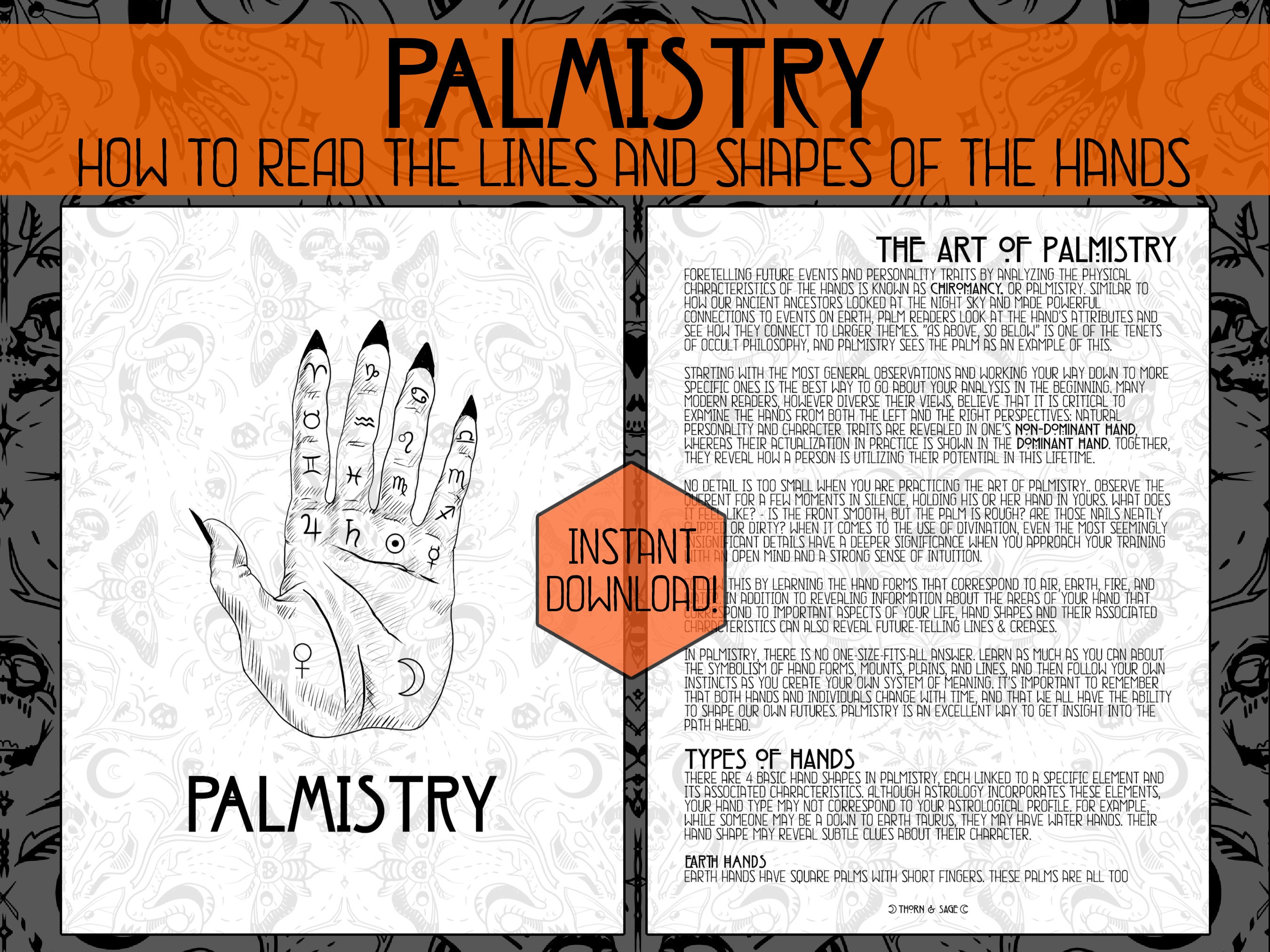 Palmistry Basics Palm Reading Grimoire Pages Palmistry - Etsy