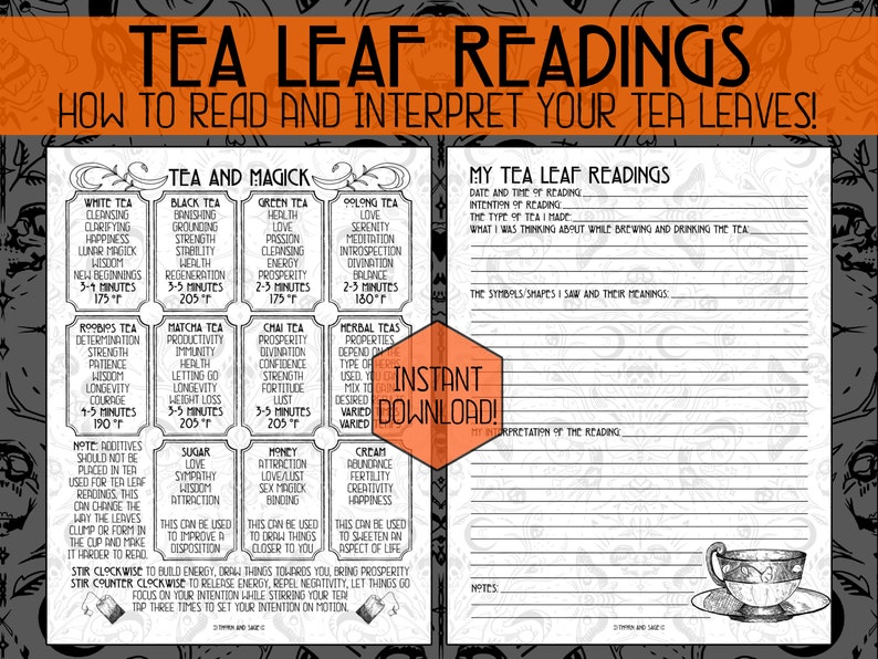 Tea Leaf Reading Guide Tasseography How to Read Tea Leaves - Etsy