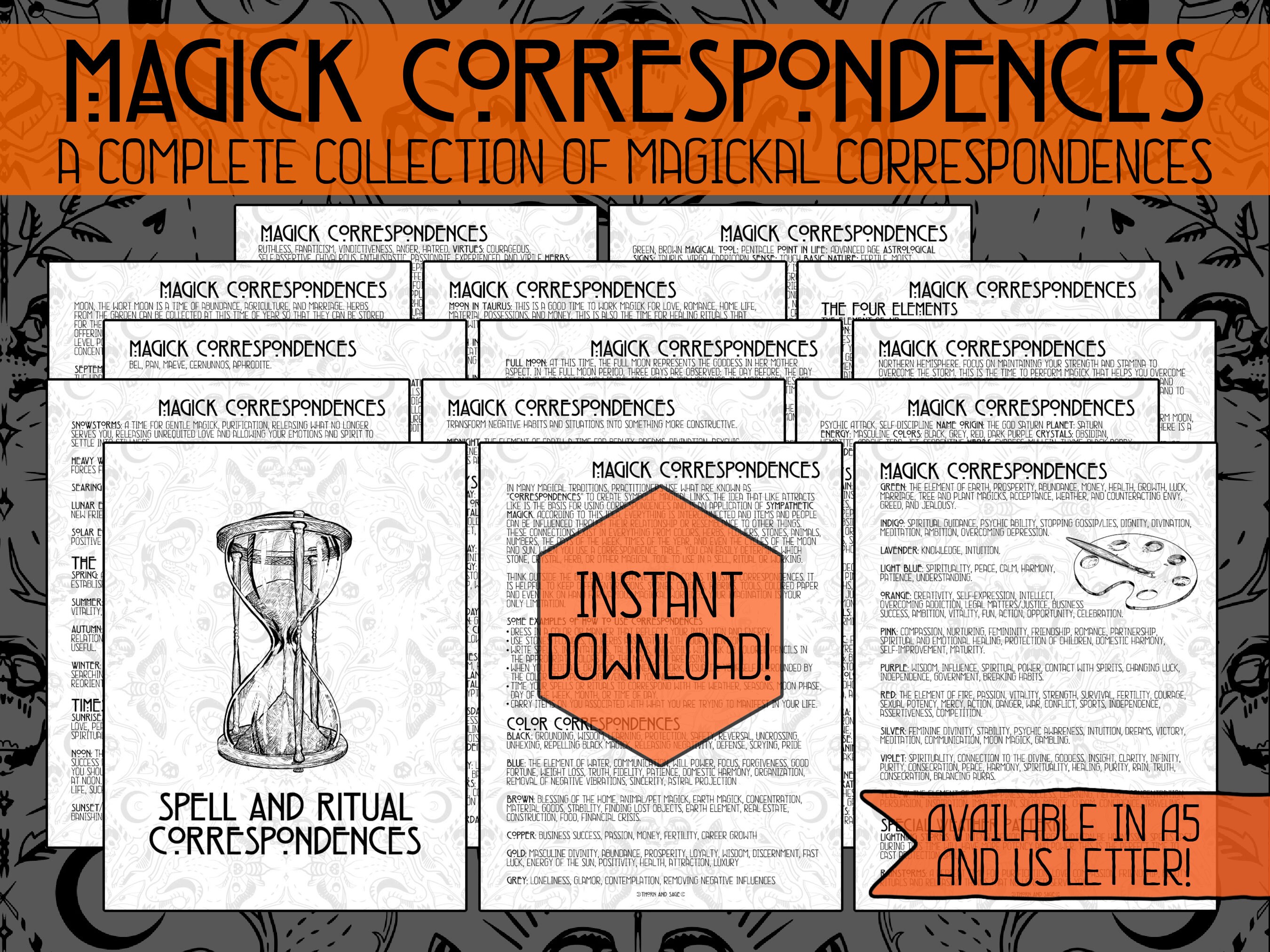 Magick Correspondences Ritual and Spell Correspondences - Etsy