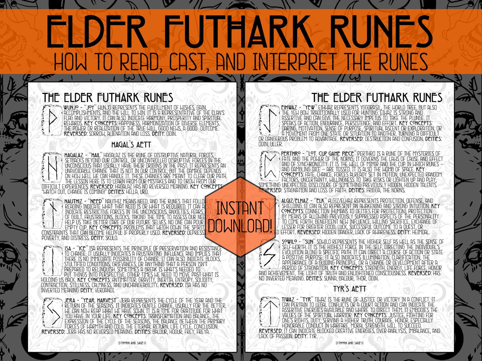 Elder Futhark Runes Rune Cheat Sheets Rune Guide Instant - Etsy