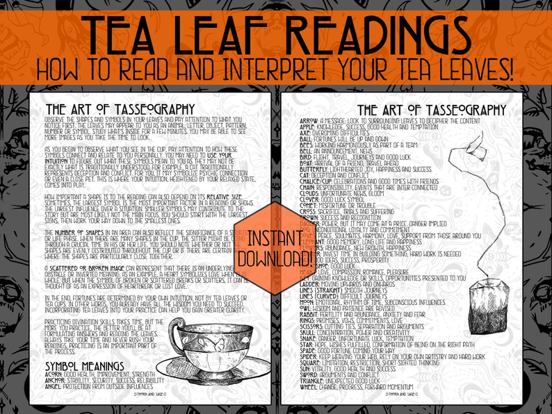 Tea Leaf Reading Guide Tasseography How to Read Tea Leaves - Etsy