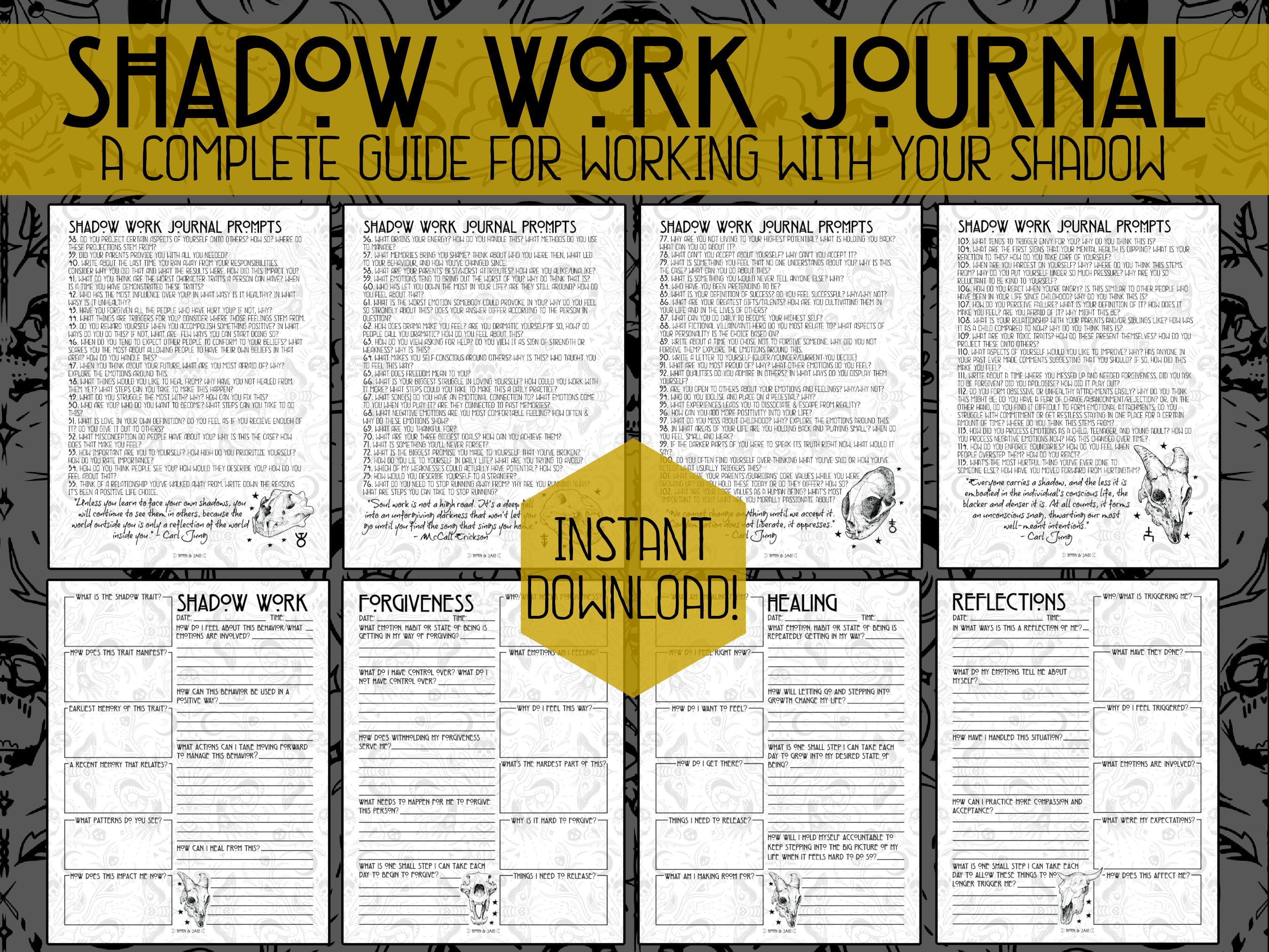 Shadow Work Journal Printable Workbook 115 Diverse Journal - Etsy