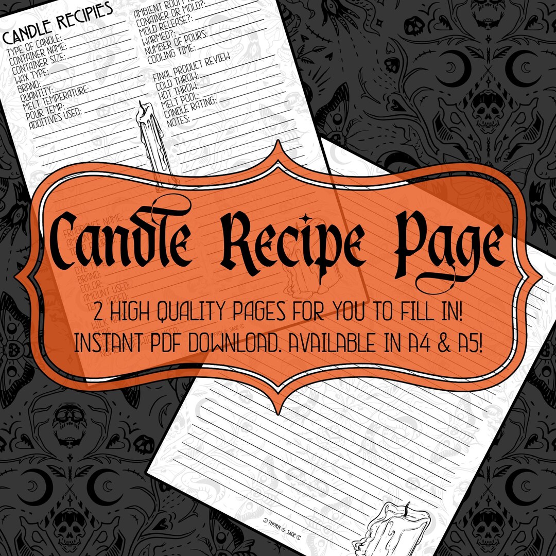 Candle Making Recipe Page: Printable Grimoire Sheet (PDF Download) - Etsy