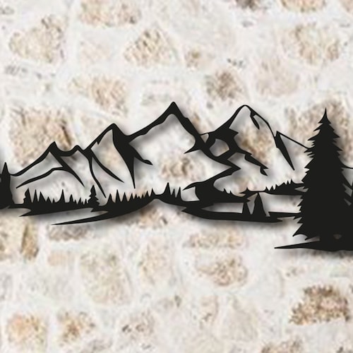 Rustic Metal Mountain Wall Art Vector Style. | Etsy