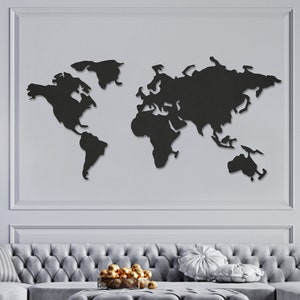 Metal World Map Wall Art Office Wall Art Metal Wall Art | Etsy