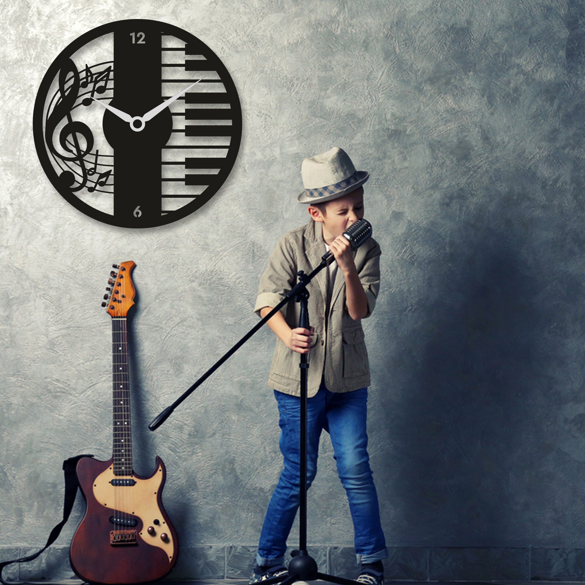 Music Note Wall Clock Funny Wall Clock Metal Wall Clock | Etsy