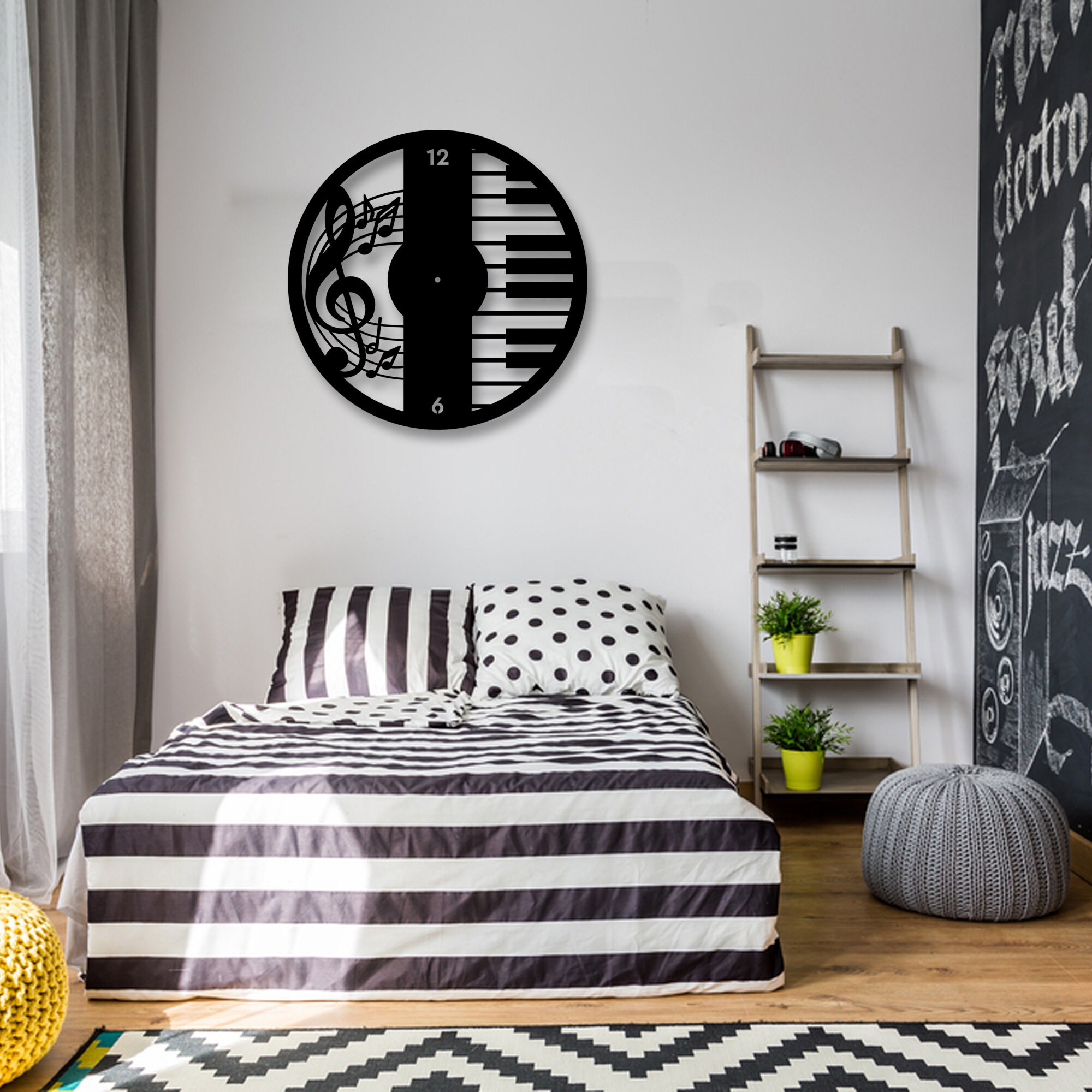 Music Note Wall Clock Funny Wall Clock Metal Wall Clock | Etsy