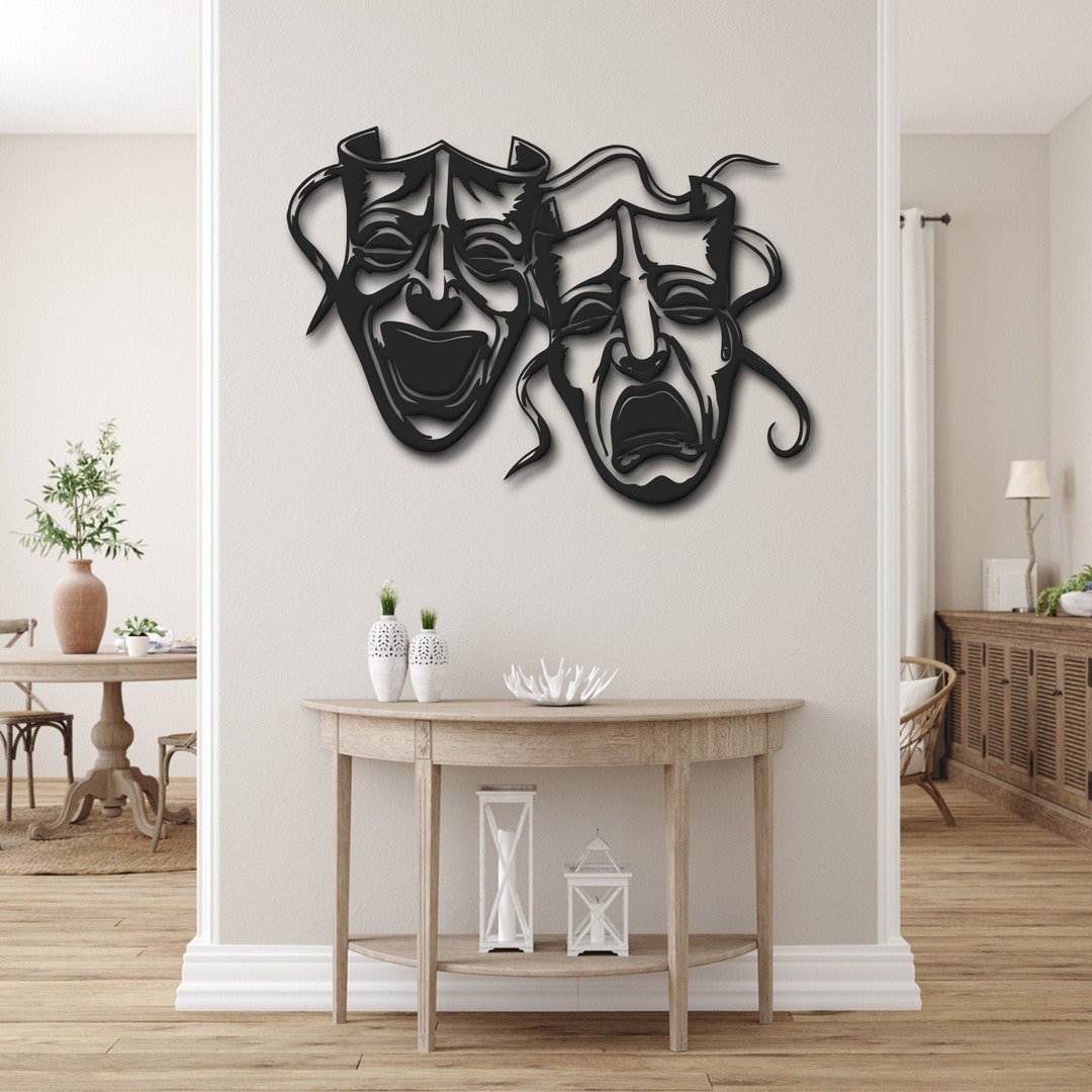 Metal Wall Art Happy and Sad Mask Drama Mask Metal Art Face - Etsy