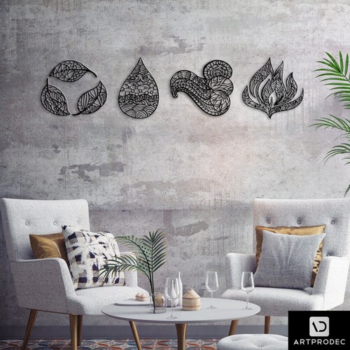 Four Elements Sign 4 Elements Metal Wall Art Geometric - Etsy