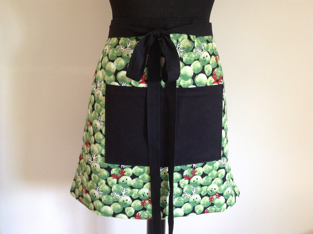 Christmas Xmas Fun Brussel Sprout Themed Bistro Lined Waist Half Apron ...