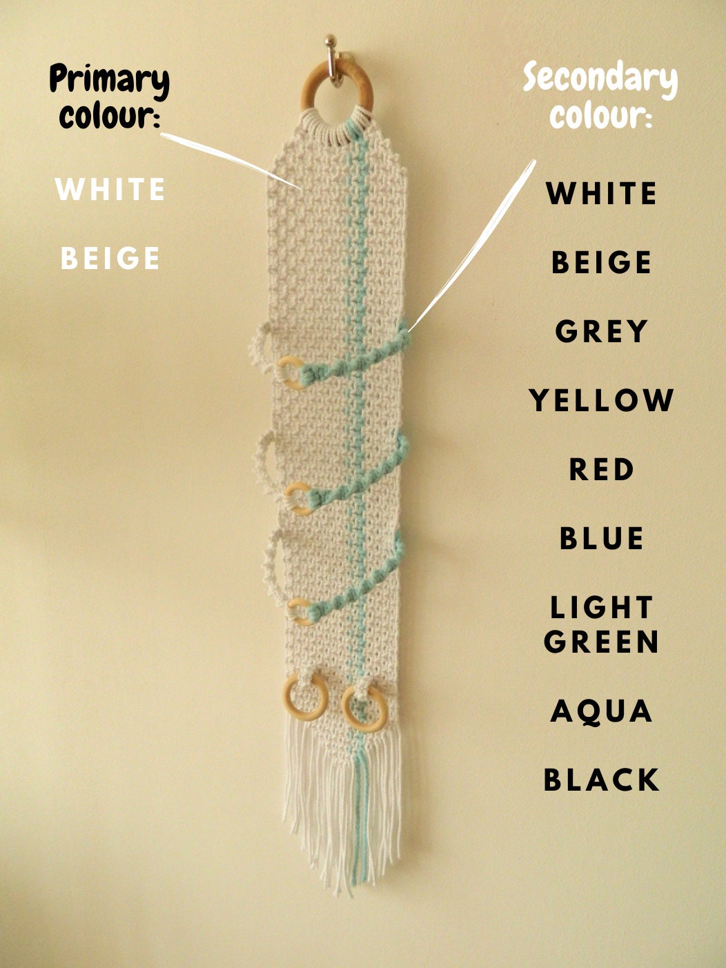 Macrame Hat Hander / Baseball Cap Holder With Wooden Rings - Etsy