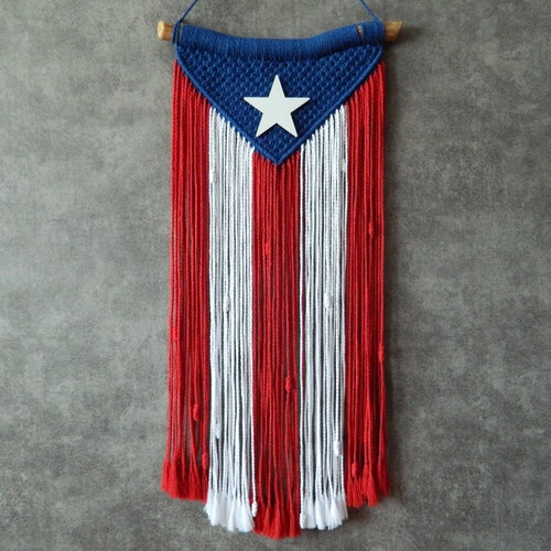 Macrame Puerto Rican Flag - Etsy