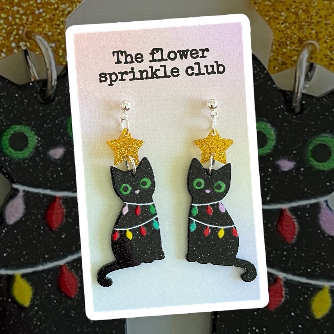Christmas Cats Earrings - Etsy