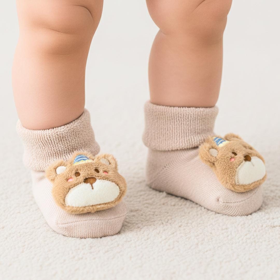 Handmade Plush Animal Toddler Socks: Soft, Warm, Non-slip Baby Booties ...