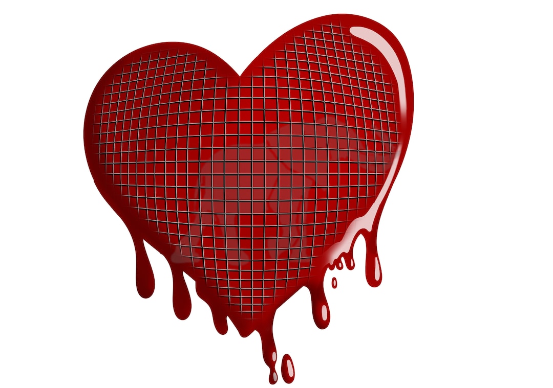 Melting Heart With Grid PNG - Etsy