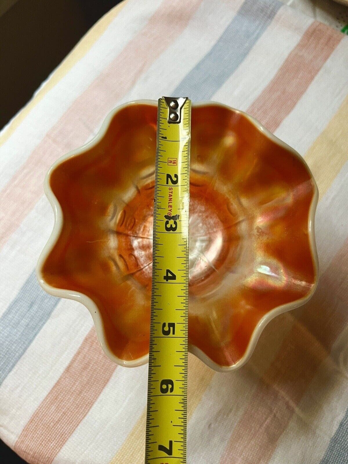 Vintage Carnival Glass Scalloped Orange Iridescent Opalescent Bowl ...
