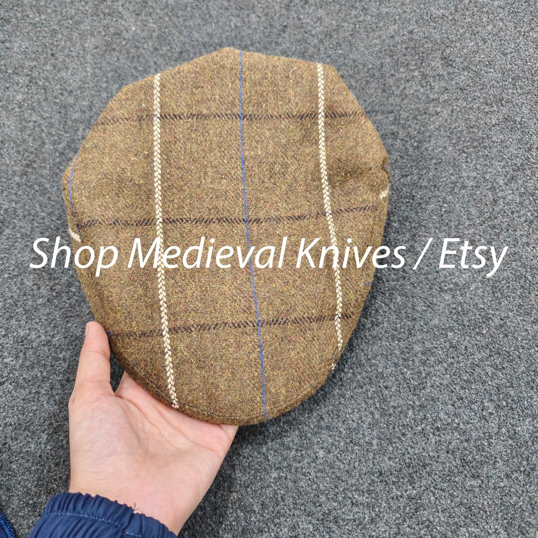 Country Brown Tweed Tartan Flat Cap | Handmade Plaid Hat for Men ...