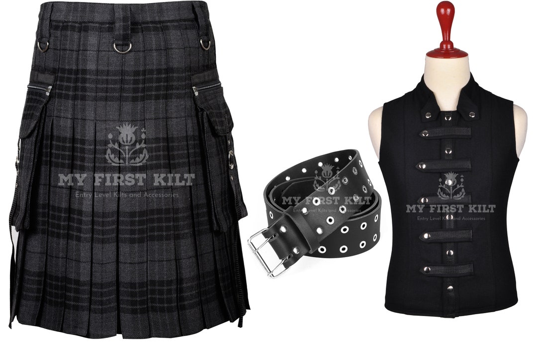 Grey Watch Tartan Gothic Kilt Value Pack Punk Rock Tartan - Etsy