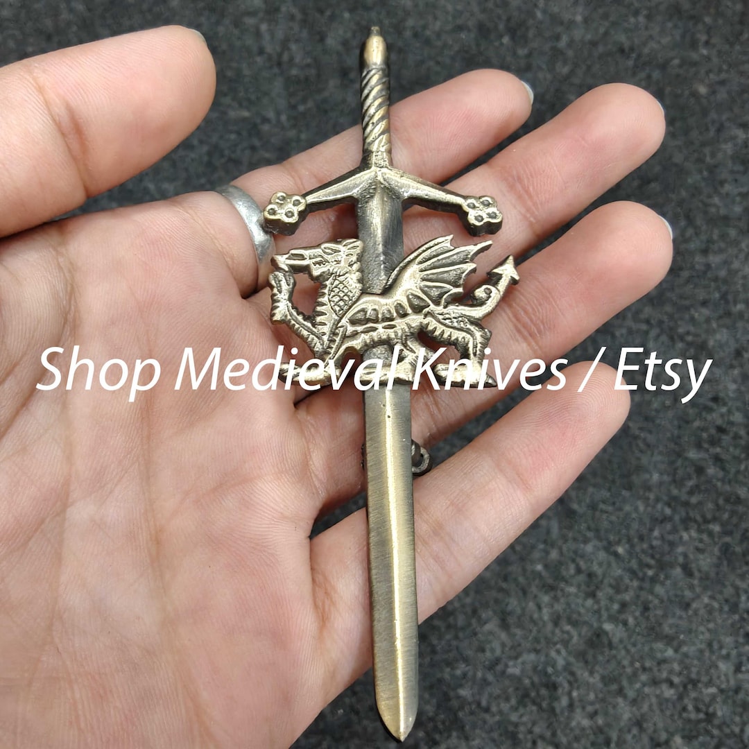 Welsh Dragon Scottish Kilt Pin | Made of Brass Antique Metal | Size 4.5 ...