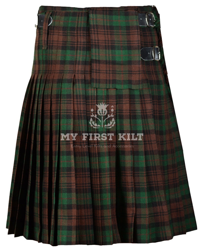 Brown Watch Tartan Scottish 8 Yard Kilt for Men - Detachable Pockets ...
