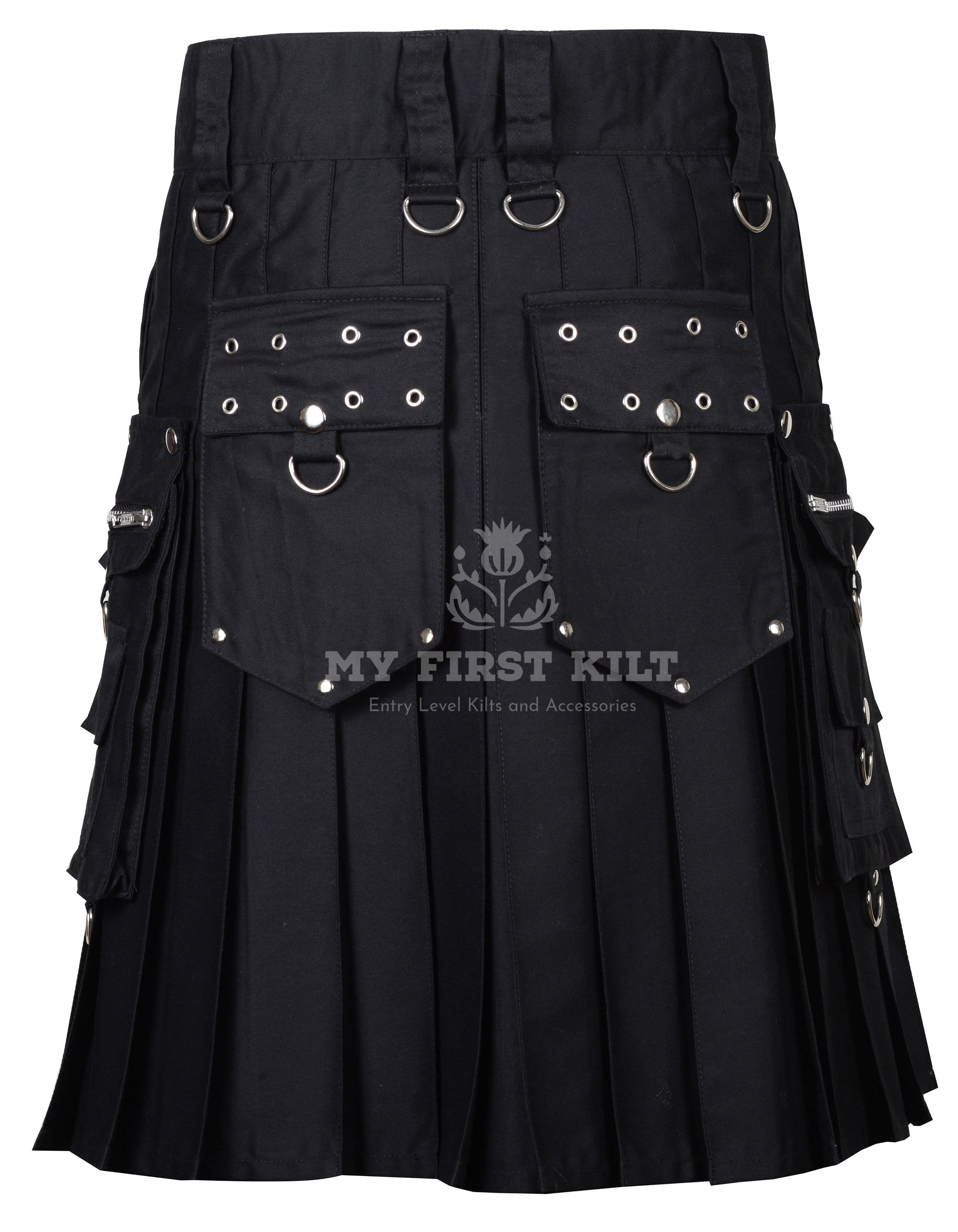 Premium Black Cotton Utility Kilt - Punk Rock - Free Waistcoat ...