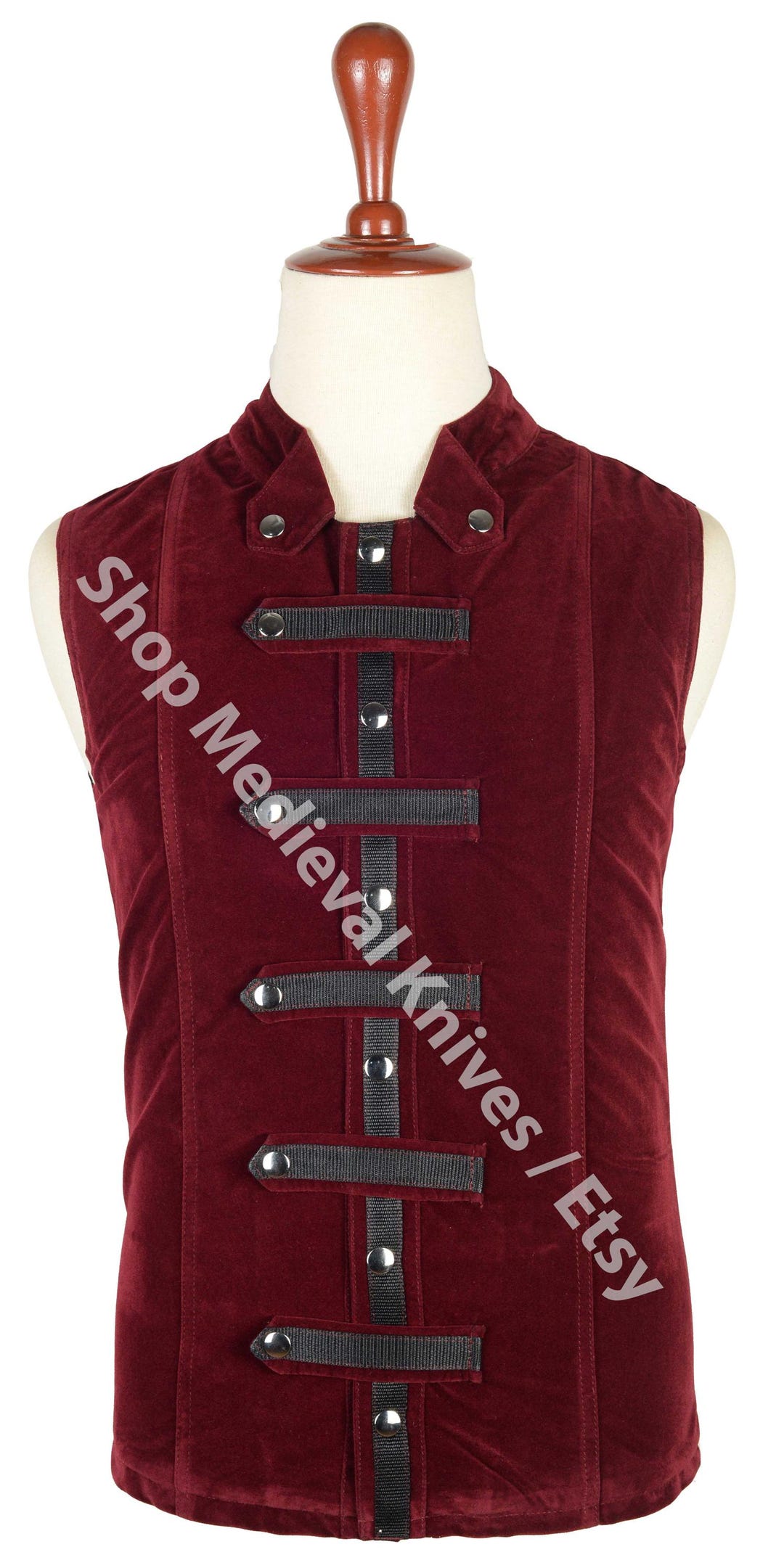 Sottish Red Vine Velvet Gothic Vest for Men - Victorian Fashion Vest ...