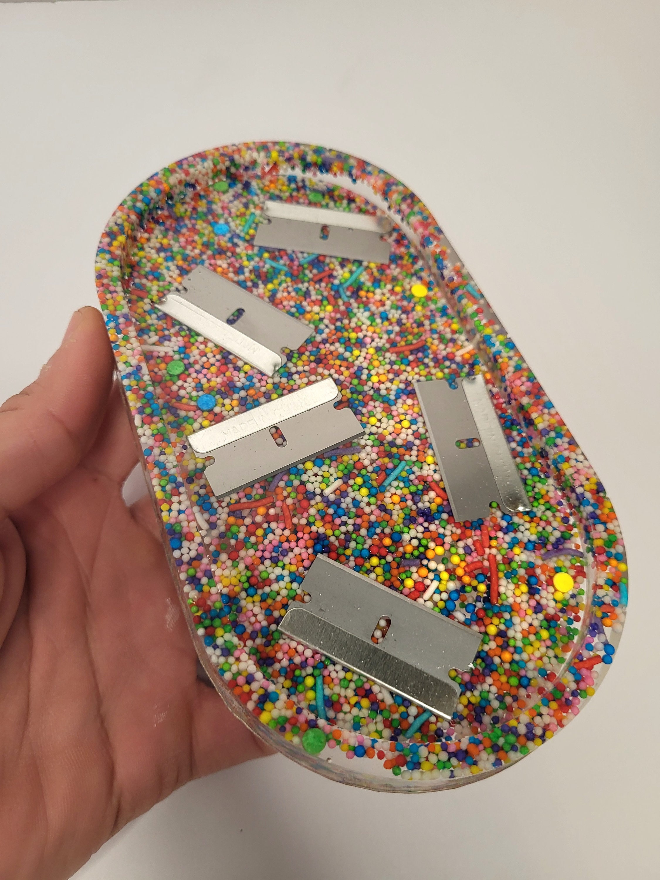 Sprinkles and Razor Blades Oval Resin Tray - Etsy